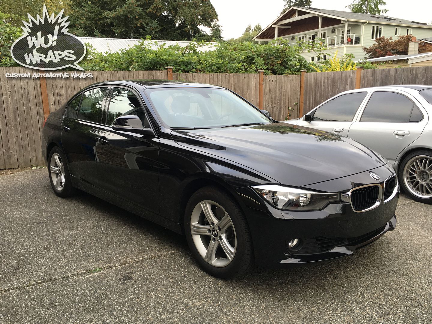 BMW f30 328i Xdrive Avery Supreme gloss black window trim vinyl wrap Wu ...