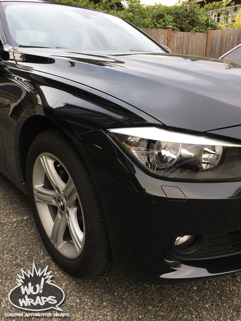 BMW f30 328i Xdrive Avery Supreme gloss black window trim vinyl wrap Wu ...